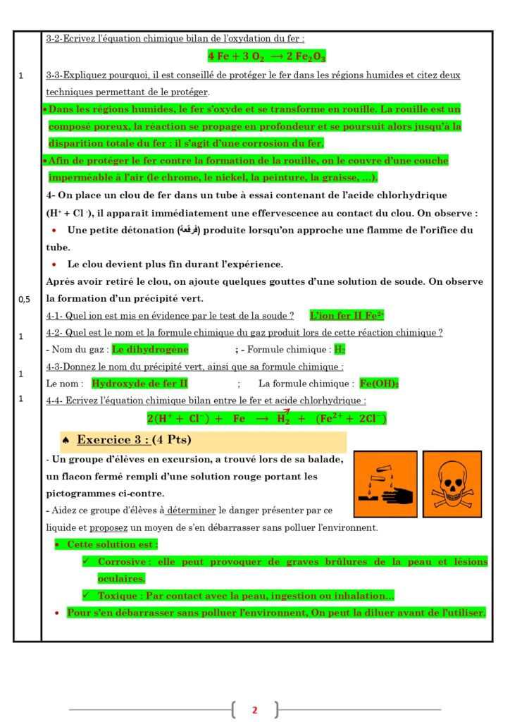 Examens locaux corrigés Physique 3AC