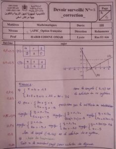 Devoirs Corrigés Maths N°2 S2 3AC