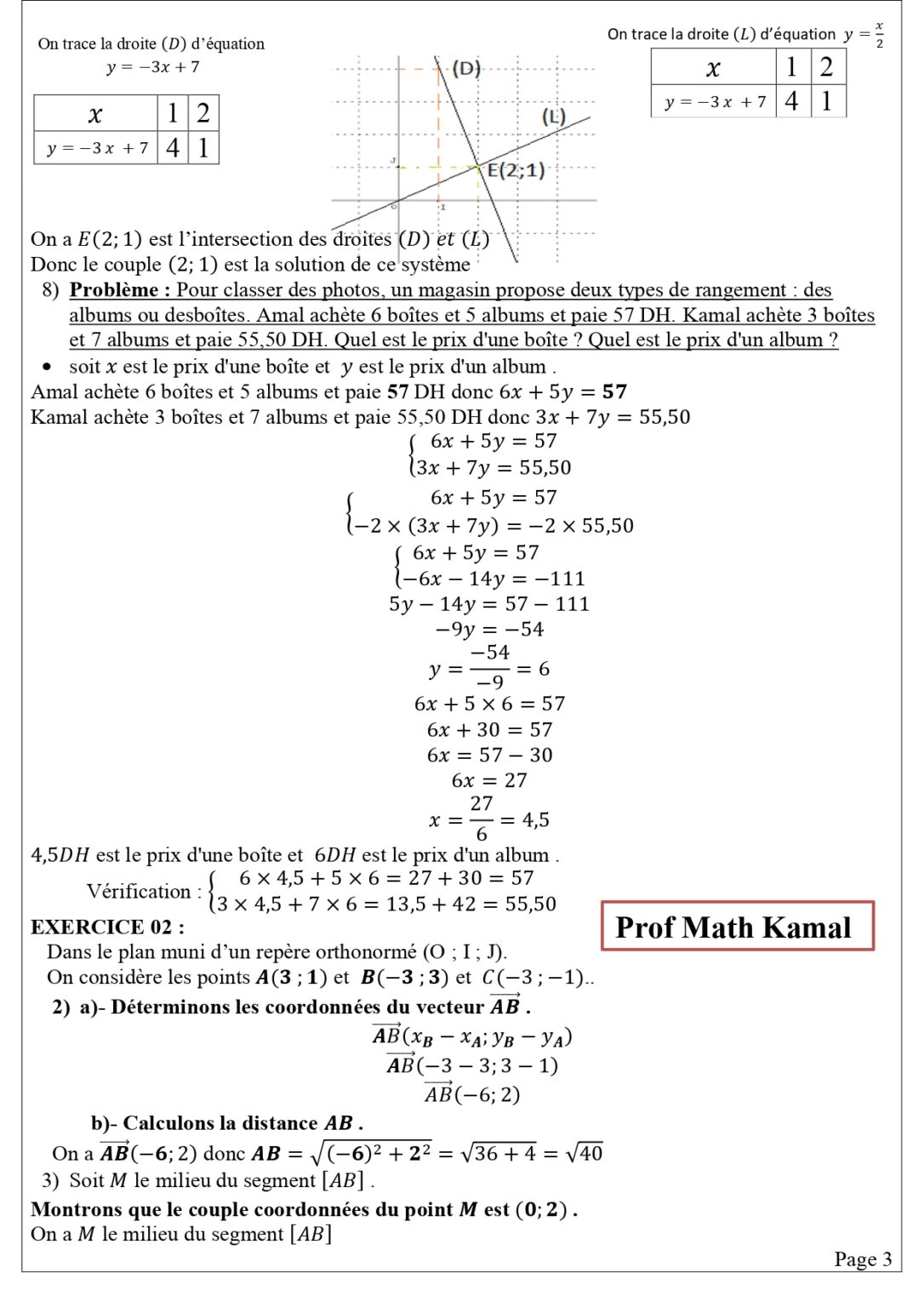 Devoirs Corrigés Maths N°2 S2 3AC