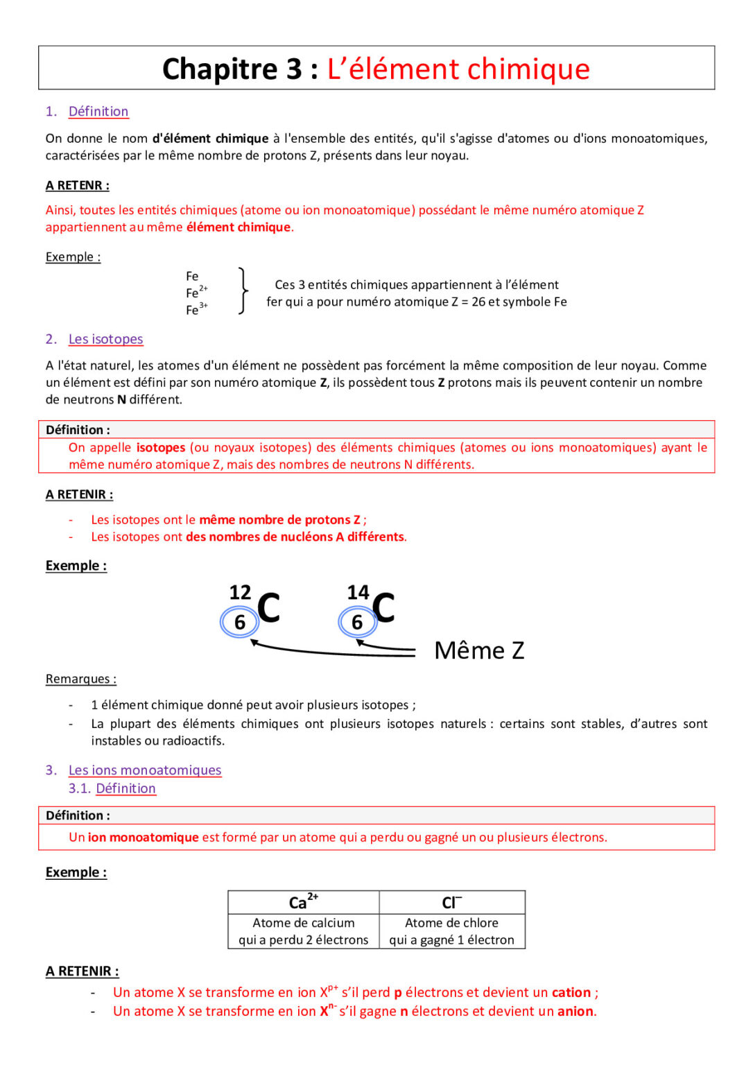 L’élément chimique Physique et Chimie Seconde exercices corrigés