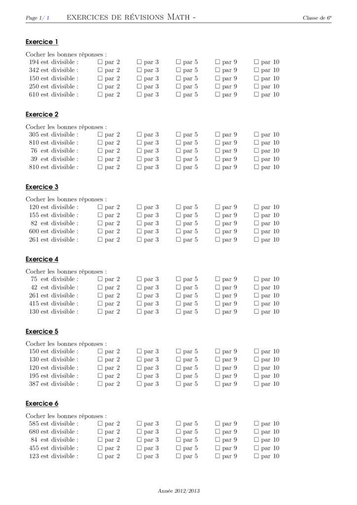 Opérations sur les nombres décimaux 6ème exercices corrigés