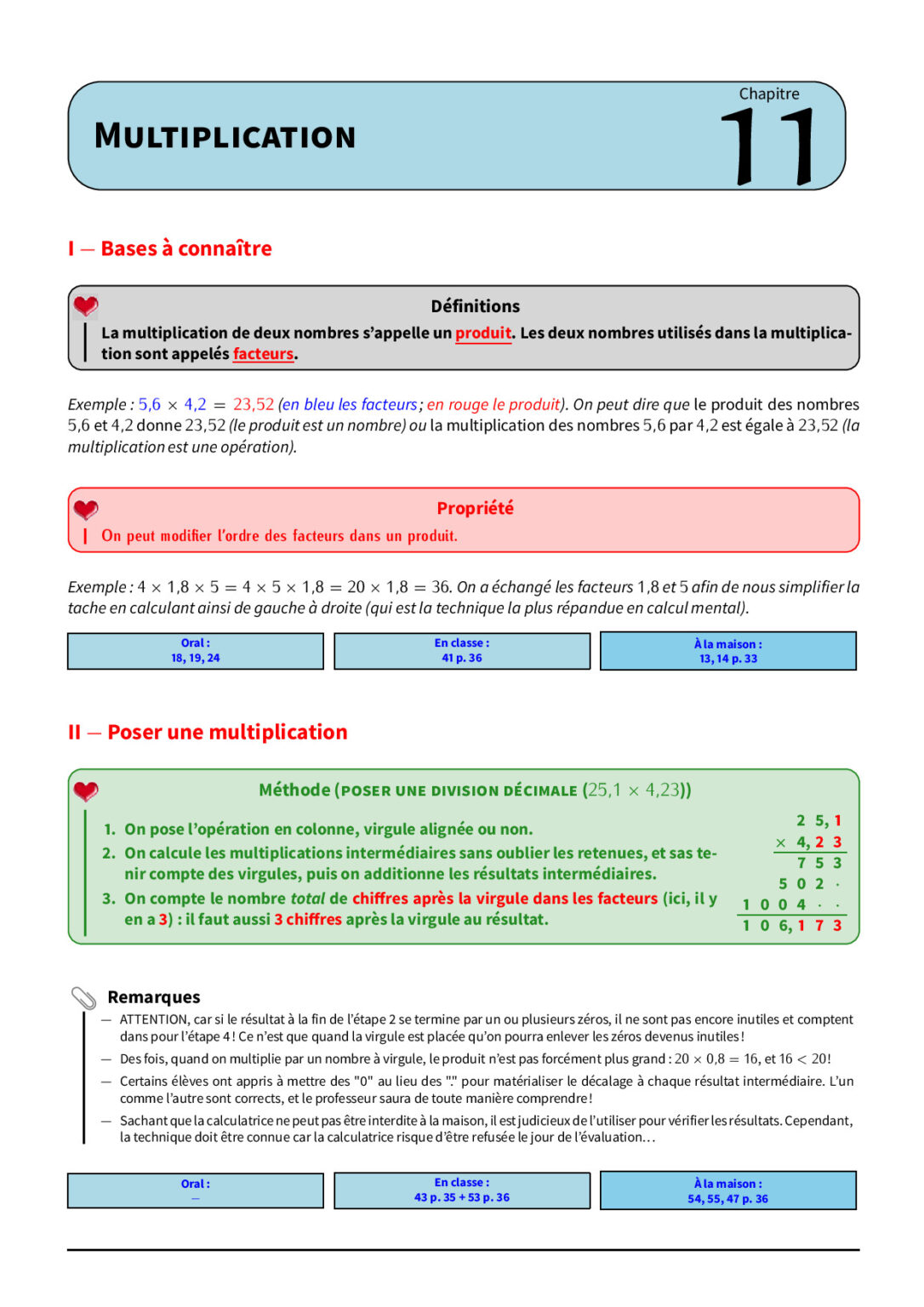 Opérations sur les nombres décimaux 6ème exercices corrigés