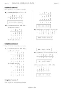 Opérations sur les nombres décimaux 6ème exercices corrigés