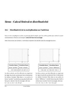 Calcul littéral et distributivité 5ème exercices corrigés