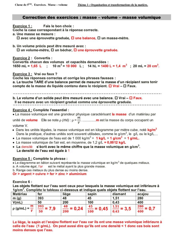 Mesure de la masse des solides et des liquides - Dyrassa