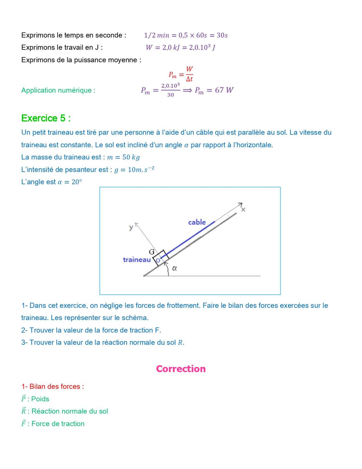 Travail et puissance d'une force
