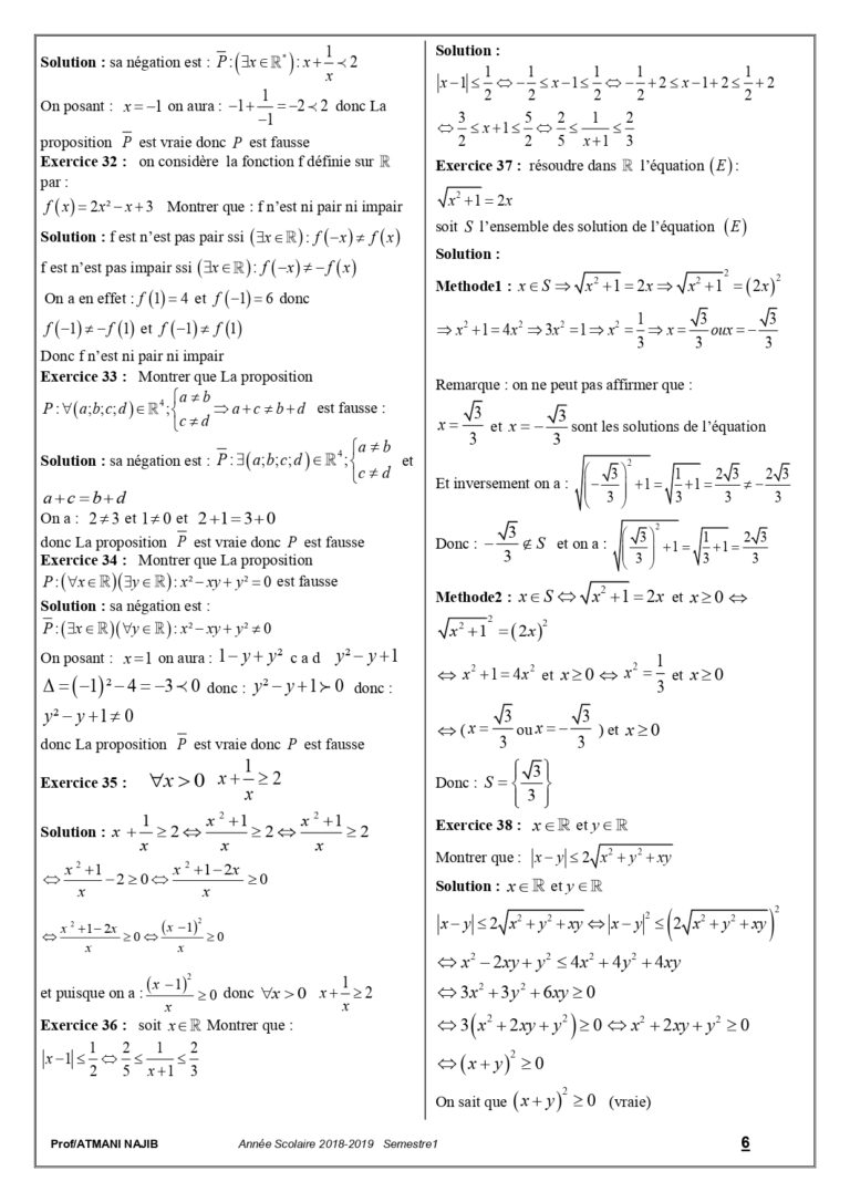 Logique mathématique Sciences Mathématiques exercices corrigés en lign