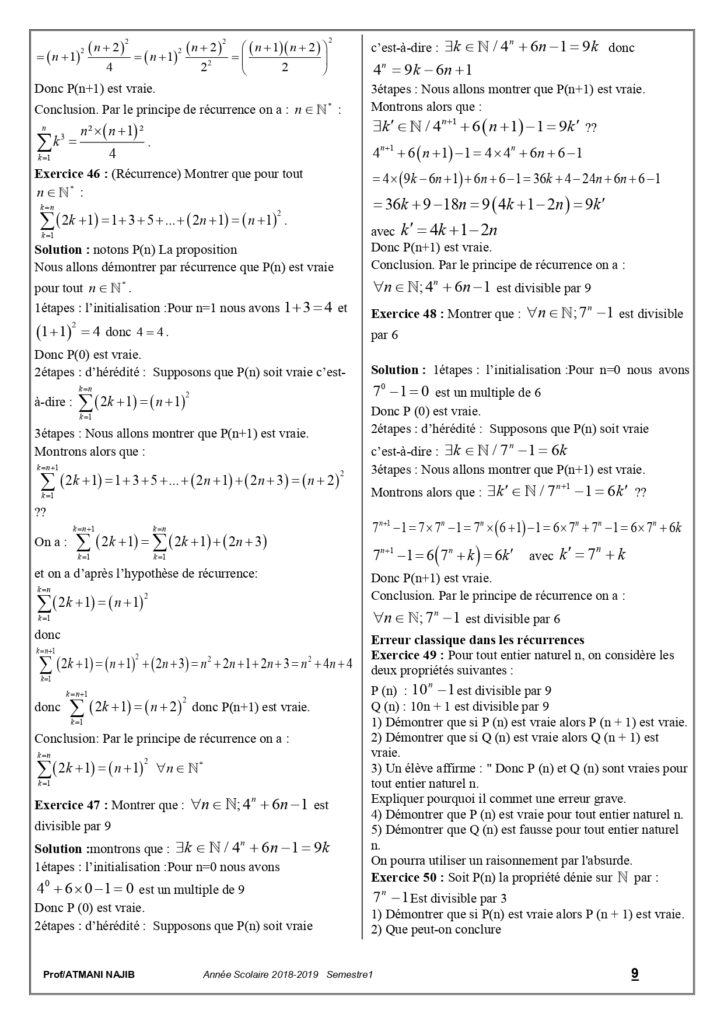 Logique mathématique Sciences Mathématiques exercices corrigés en lign
