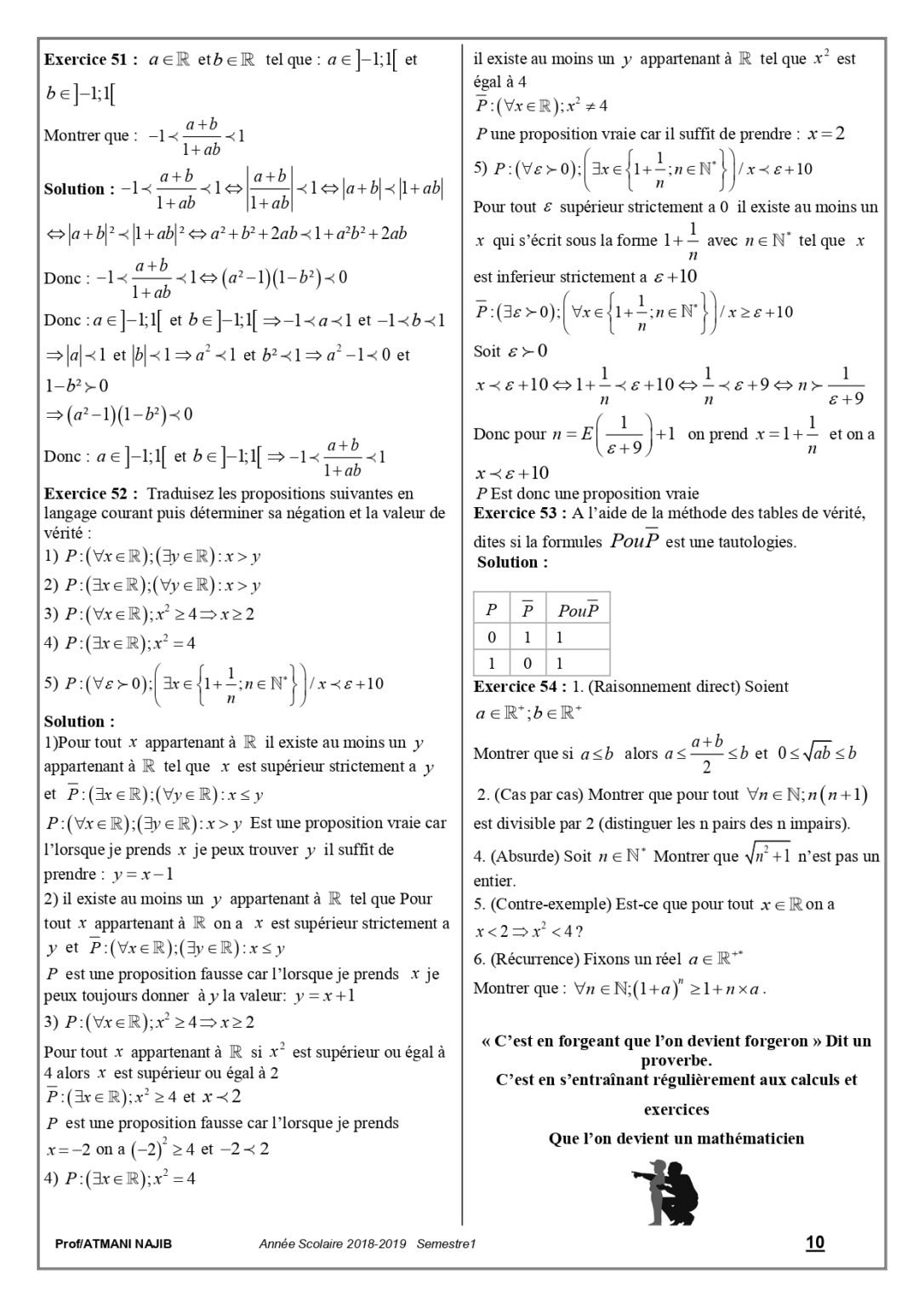 Logique mathématique Sciences Mathématiques exercices corrigés en lign