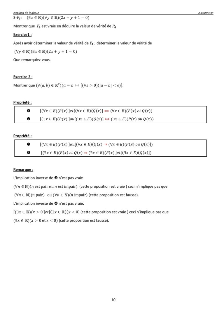 Logique mathématique Sciences Mathématiques exercices corrigés en lign