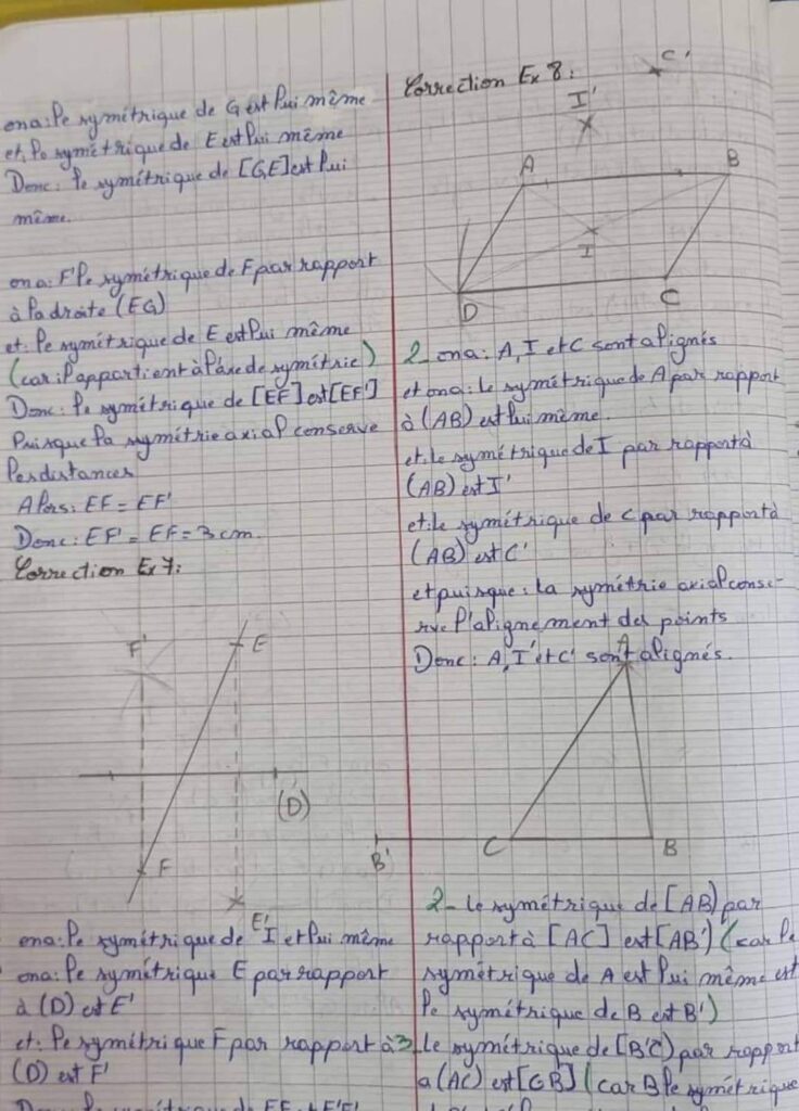 Symétrie axiale exercices corrigés 2AC - Dyrassa
