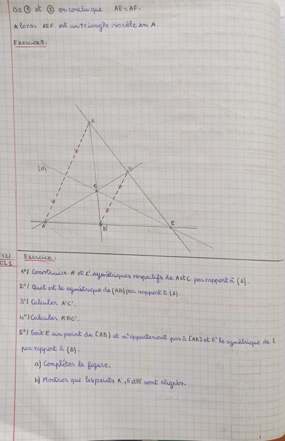 Symétrie axiale exercices corrigés 2AC - Dyrassa
