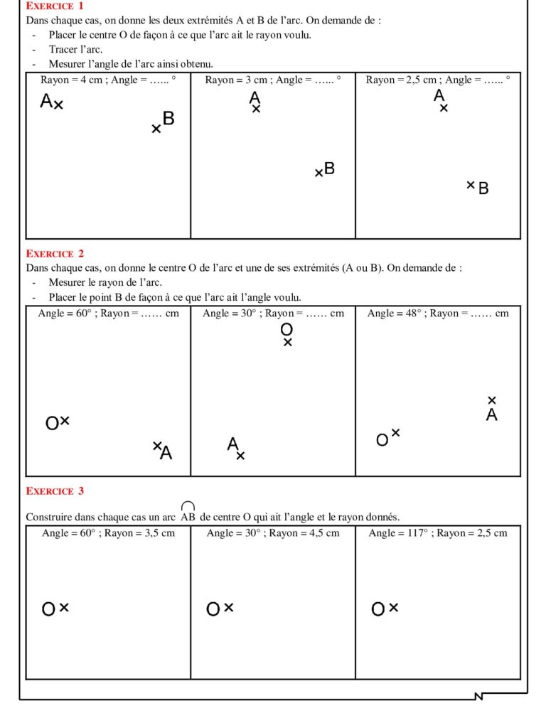 Le cercle exercices corrigés pour 1AC biof