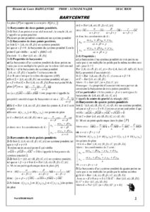 Le barycentre dans le plan : cours et exercices corrigés