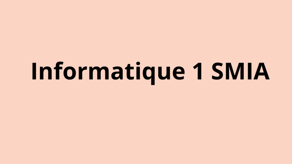 Informatique 1 SMIA semestre 1 : cours - exercices et examens corrigés